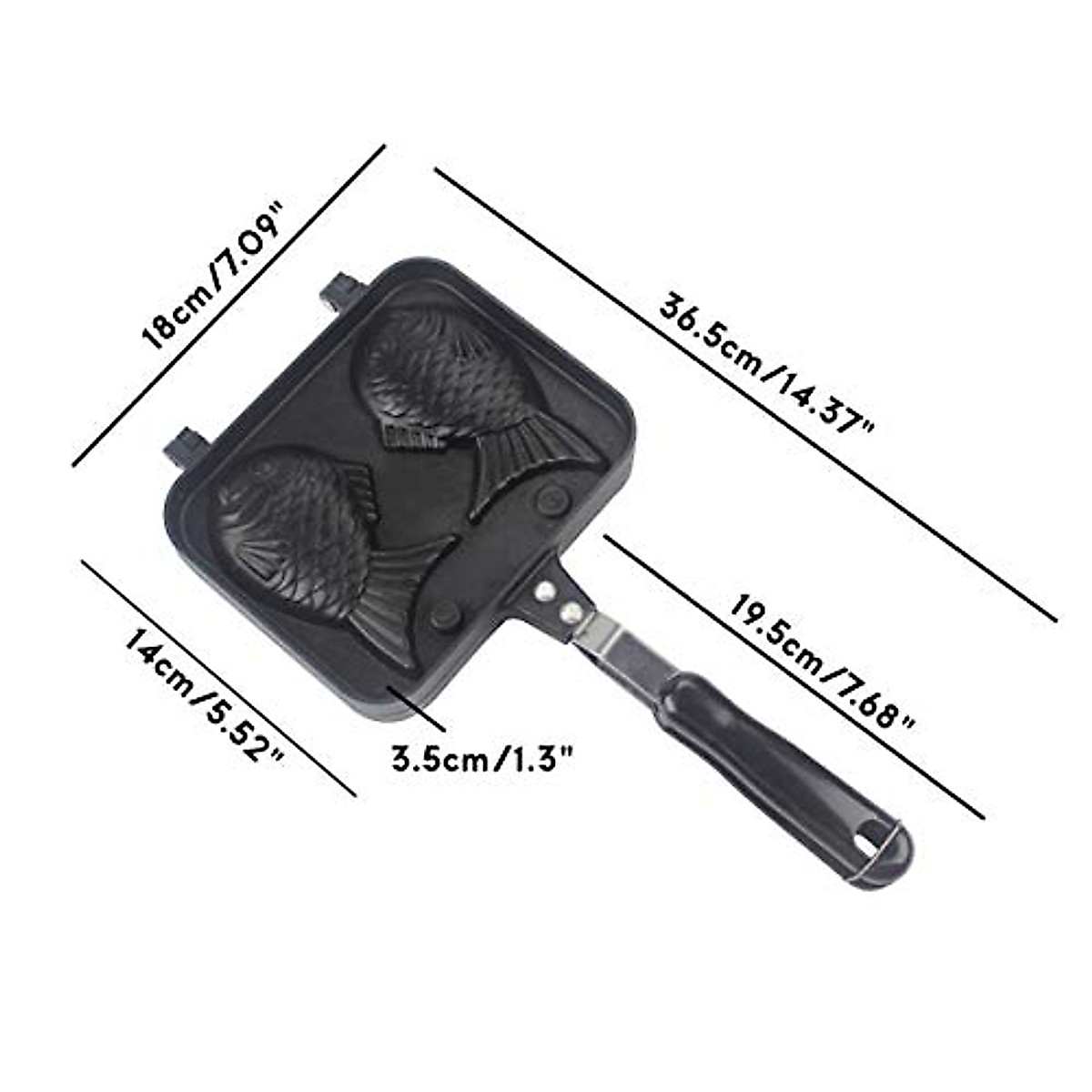 Hovico Taiyaki Japanese Fish-Shaped Pancake Double Pan, Waffle Cake Maker Pan Fish-Shaped Pancake Double Pan Mold for Home DIY Cooking Party Dessert