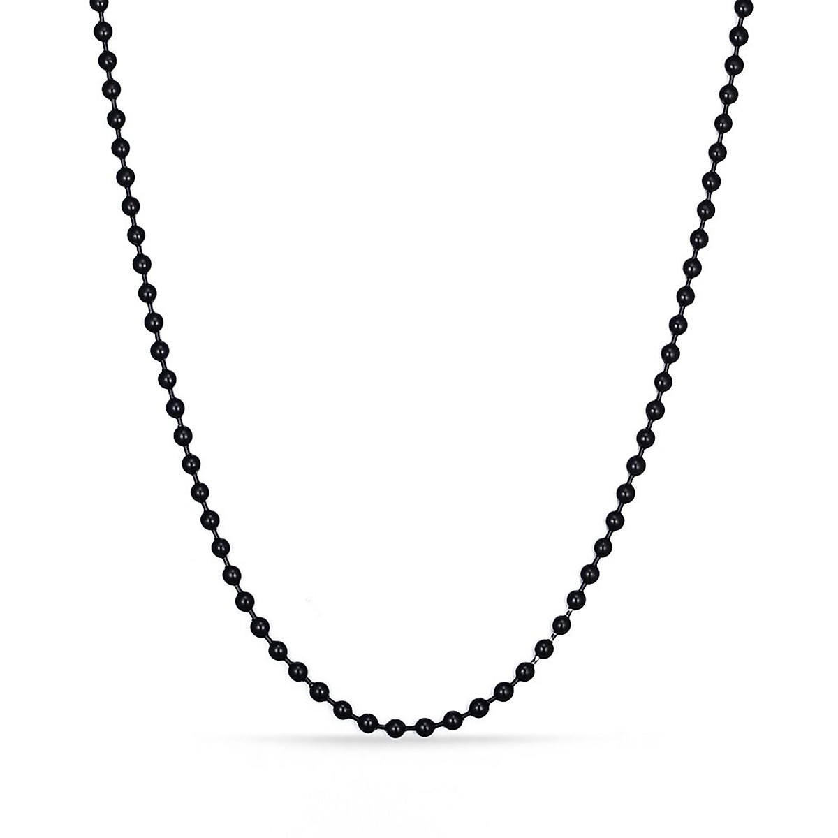 SINLEO Titanium Stainless Steel 2.4MM Small Beads Ball Chain Necklace for Men Women Black 3MM 36 Inches