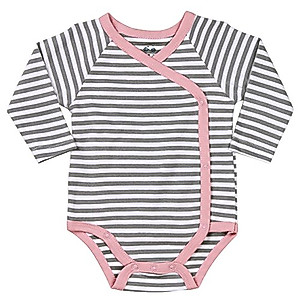 Asher & Olivia Baby Kimono Side Snap 3 Pc Girl Long Sleeve Bodysuit Set (Polka Dots, Newborn)
