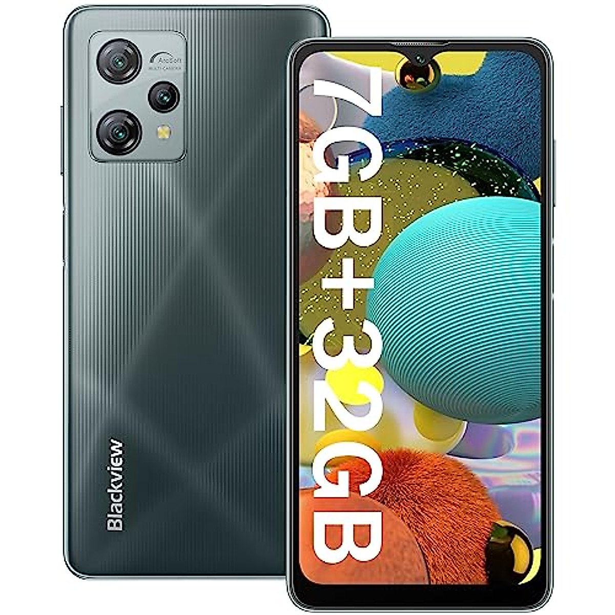 Blackview Unlocked Smart Phones A53, 7GB+32GB 1TB TF, 5080mAh Battery+OTG, Android 12, 6.52 inch HD+,4G Dual SIM, Face ID, GPS, 12MP Camera, 3.5mm Jack, Android Cell Phone Unlocked Smartphone|Grey…