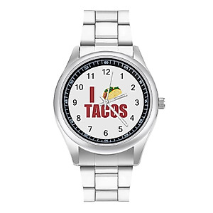 I Love Tacos Funny Quartz Watch Alloy Watch For Men Women With Design Pattern Print