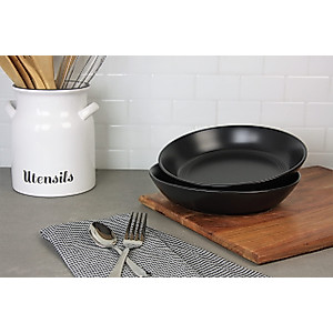 Double Line 9.5"/36 oz Dinner Bowl, Set of 2, Matte Black