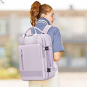 InduSKY Large Travel Backpack for Women, 40L Carry On Backpack Airline Flight Approved with USB Charging Port Shoes Compartment, Personal Luggage Backpack Casual Daypack 15.6 Inch Laptop Backpack