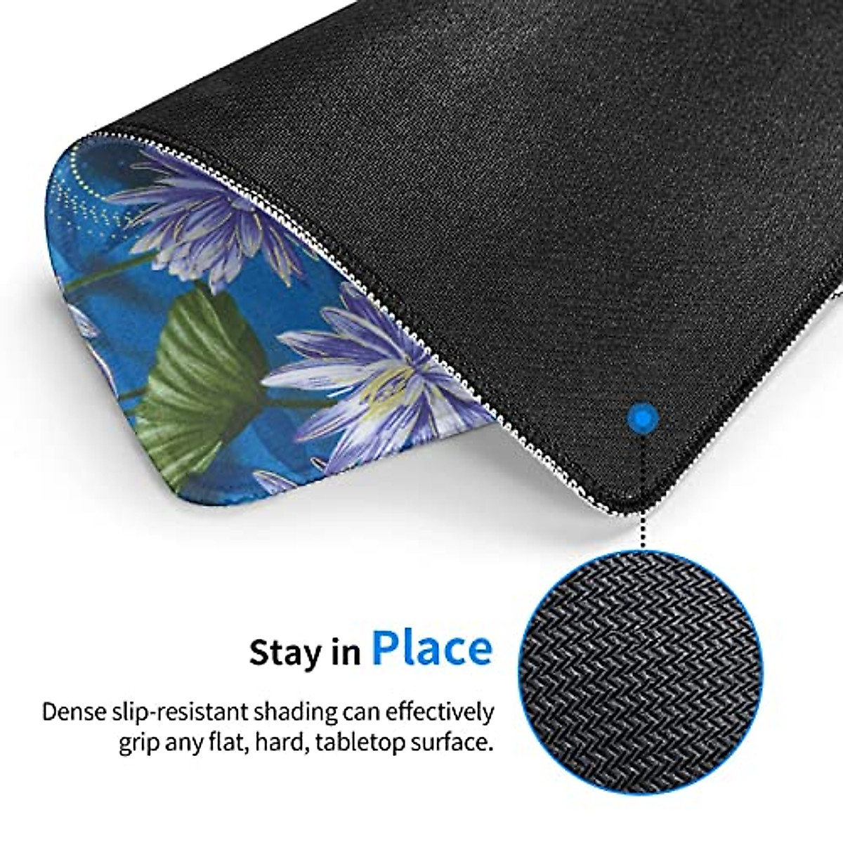 Water Lily and Dragonfly Unique Mouse Pad, Anti-Slip Wear Comfortable Feel, Game Office Home Rubber Base Computer Mouse Pad