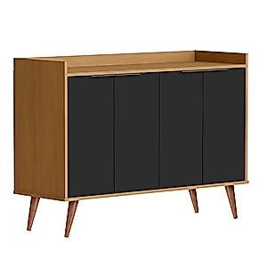 4 Doors Buffet Cabinet Sideboard Scandinavian Style (Nature - Black) (JB4116)