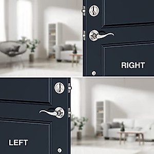 Brightify Satin Nickel Front Door Handle, Satin Nickel Door Handle with Door Lever, Modern Front Door Handle Set, Adjustable Deadbolt Lock Set with Single Cylinder, Reversible for Right&Left