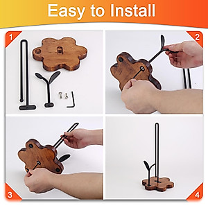 IEBIYO Paper Towel Holder Stand Kitchen Roll Holder Simply Tear Wooden Paper Towel Organizer Non-Slip Wooden Bottom Roll Paper Dispenser Countertop Paper Hanger Rack Kitchen Decoration (Black)