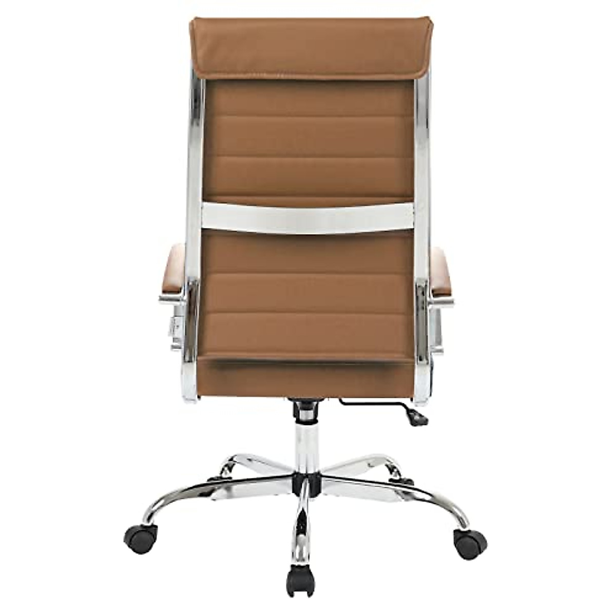 LeisureMod Benmar Modern High-Back Adjustable Swivel Leather Office Chair, Brown