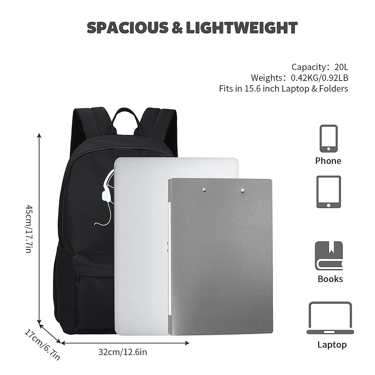 SAMIT Anime Luminous Backpack with USB Charging Port & Anti Theft Lock &Pencil Case Daypack Laptop Backpack