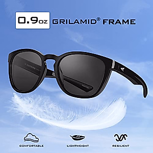 KastKing Tazlina Polarized Sport Sunglasses for Men and Women, Gloss Black Frame, Smoke Lens