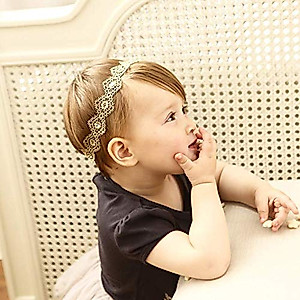 Zapire 6pcs Lace Floral Headbands for Baby Girl Elastic Flower Bows Hair Bands Beautiful Kid Girl Hairbands Hair Accessories