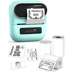 Phomemo Label Maker, M220 Portable Bluetooth Wireless Inkless Label Printer, 3 Inch Barcoden Labeler, Great for Home, School & Office, Compatible with Phone, PC, with 3 Label
