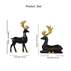 Darklove 2pcs Elk Resin Home Decor Lucky Deer Statue Luxury Style Creative Craft Reindeer Figurines for Living Room, Bedroom, Office Desktop (White)