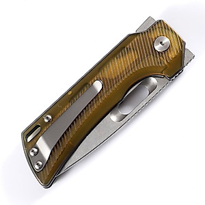 JEABROTHER Pocket Knife, 14C28N Blade Ultem Handle Camping Fishing Hunting Multi purpose Knife