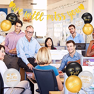 Going Away Party Decorations Farewell Party Decor 45 Pieces Goodbye Party Balloons and 1 Piece We Will Miss You Gold Banner Coworker Retirement Decor Latex Balloon for Celebrating Coworker Farewell