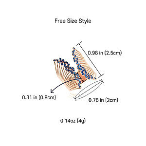 Cute Angel Wings Ring Sapphire Color Cubic Zirconia Rings Royal Blue, Rose Gold Plated, Nickel Free Rings for Lovely Women (No. 7G - Angel's Wings Royal Blue)