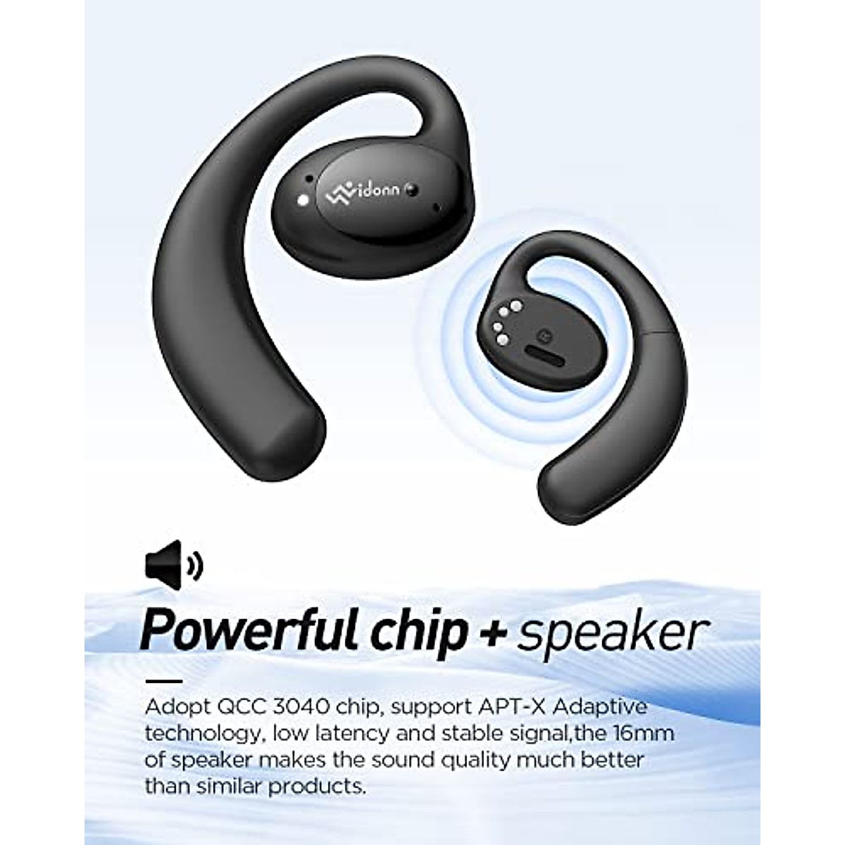 VIDONN Open Ear Headphones Wireless Bluetooth 5.2 OpenBuds T2 Sport Open Earbuds Non Bone Conduction with Earhook and Charging Case for Sports Running Headphones Exercise Around Ea (White)