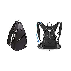 MOSISO Sling Backpack, Multipurpose Crossbody Shoulder Bag Travel Hiking Daypack & Hydration Pack Backpack, Light-Weight Compact Daypack Backpack Rucksack with 2 Liter Water Hydration Bladder