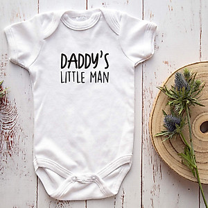 Organic GOTS Certified Baby Onesie Unisex Bodysuit 0-18 months - Daddy's Little Man | Cute Funny Dad Present (Daddy's Little Man, 6-9 Months)