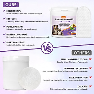 Pjordo Dog Ear Cleaner Finger Wipes, Ear Finger Wipes for Dogs & Cats, Gently Remove Ear Wax, Debris, Sooths & Deodorizes, Relieve Ear Itching, Pet Ear Wipes with Aloe Vera & Witch Hazel - 50 Count