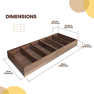 House Tricks CatchAll Tray for Entryway Table - Sunglass Drawer Organizer Tray with Removable Dividers to Storage Wallet/Watches/Keys/Cellphones (Acacia)