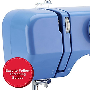 SINGER M1000 Lightweight & Portable Sewing Machine With 32 Stitch Applications, LED Light & Top drop-in bobbin for Hems | Great for Mending - Blue