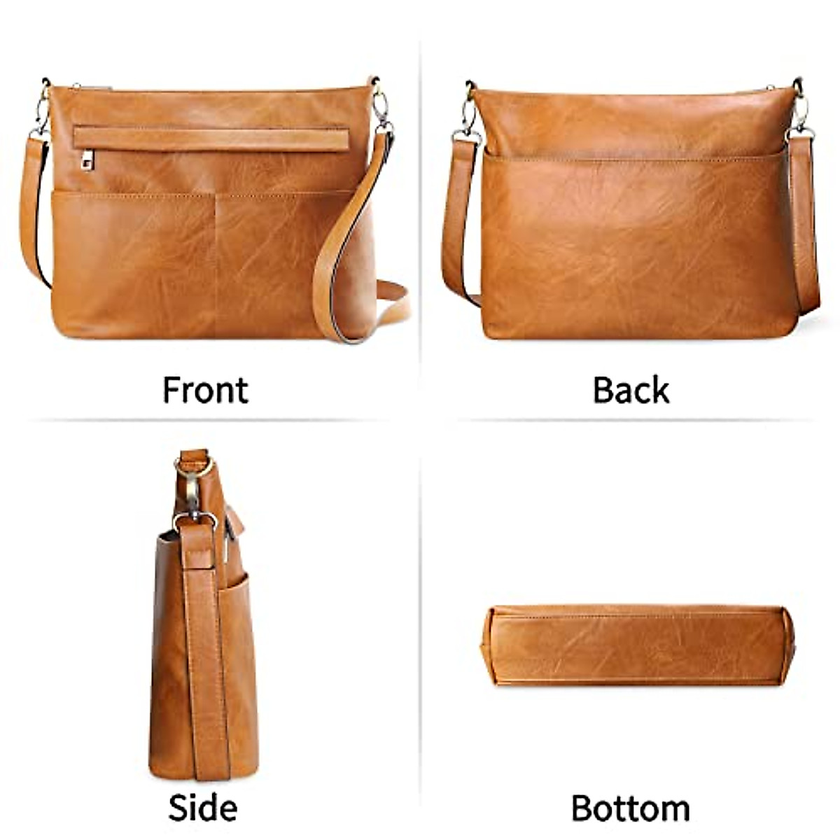 KITATU Crossbody Purse Hobo Handbags for Women Designer Vegan Leather Shoulder Zipper Bag with 2 Adjustable Straps