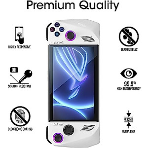 amFilm OneTouch Screen Protector Designed for ASUS ROG Ally Handheld 7 inch 2023 - with Auto Alignment Kit, Bubble Free, Tempered Glass, 2 Pack