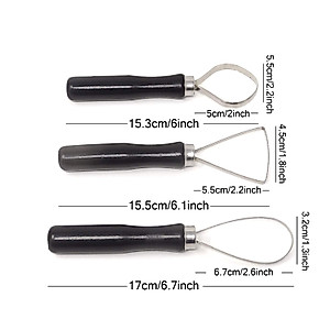 Honbay 3-Piece Clay Sculpture Tools Big Loop Scraper Knife with Sawtooth