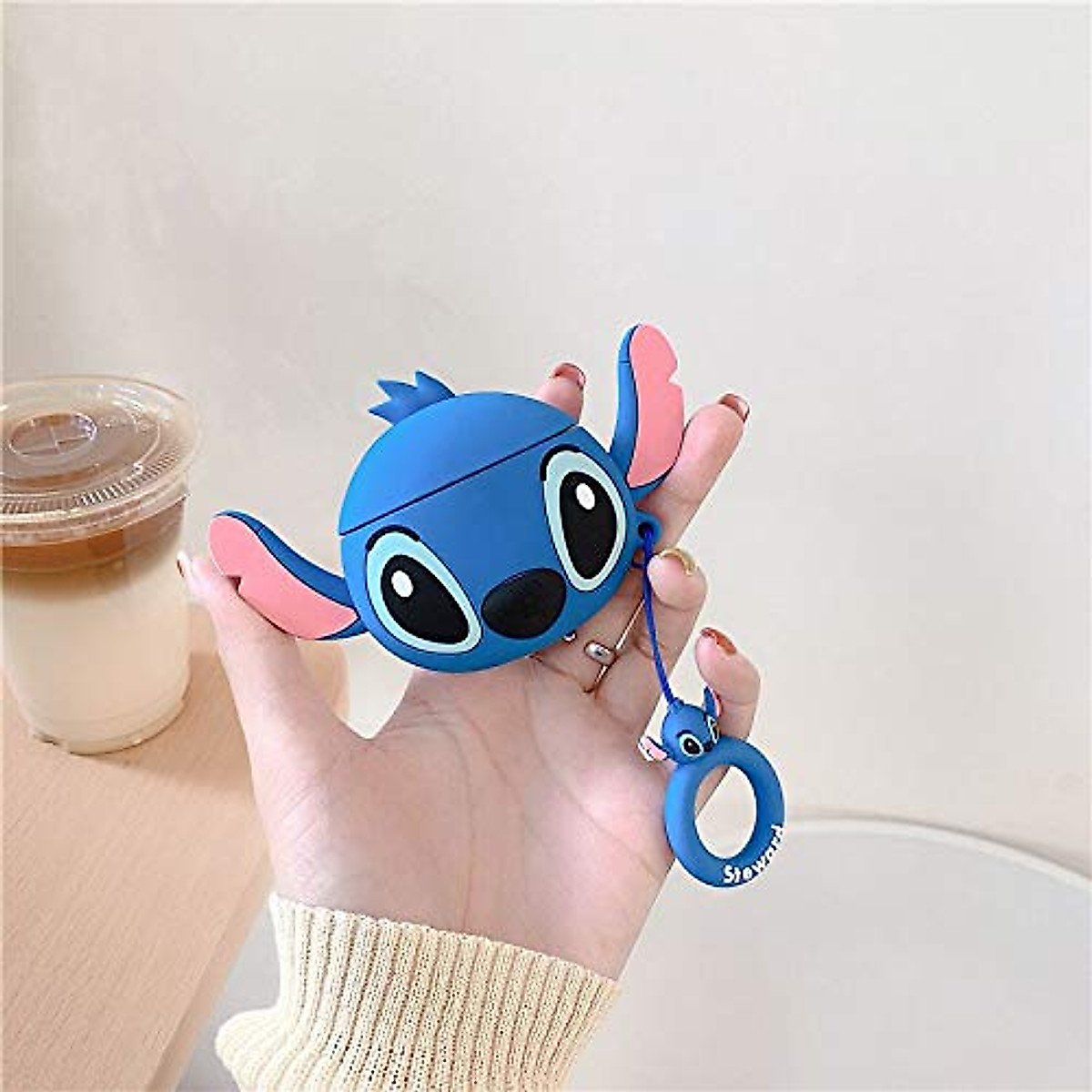 Mtoye Airpods Silicone Case Cool Cover Compatible for Apple Airpods 1&2 [Cartoon Series][Designed for Kids Girl and Boys][Big Ear] (Blue)