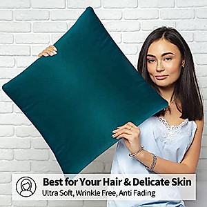 NEXCOVER Velvet Pillow Covers - Pack of 2 Pillowcases, 16 x 16 Inch Throw Pillow Cover, Decorative Square Pillowcase, Soft Cushion Case, Fade Resistant Pillow Case for Bedroom, Sofa, Couch, Teal