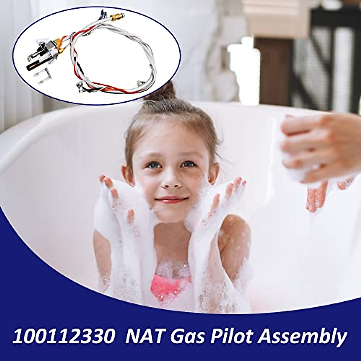 100112330 Water Heater Pilot Assembly, Replacement for 9007876 9007877 Thermopile Nat Gas Assembly Compatible with Whirlpool, A.O.Smith, Kenmore, American Water Heater Replace for 300 301 Series