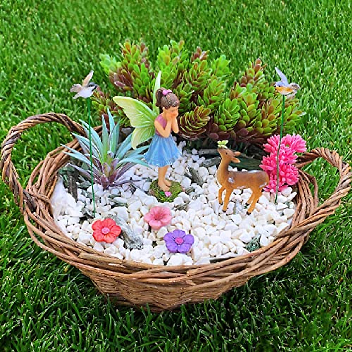 Mood Lab Fairy Garden - Miniature Accessories and Figurines Kit - Deer Set of 7 pcs - for Outdoor or House Decor