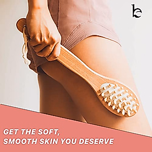 Dry Brushing Body Brush for Lymphatic Drainage with Anti Cellulite Massager - Long Handle Dual Sided Body Brush for Showering - Dry Brush for Body Back Scrubber for Shower (1Pc)