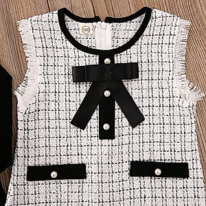 LXXIASHI Toddler Baby Girl Long sleeve Turtleneck T-shirts + Elegant Plaids Dress Coat Formal Party Outfits (Black Turtleneck + Plaid Dress Coat, 4-5 Years)