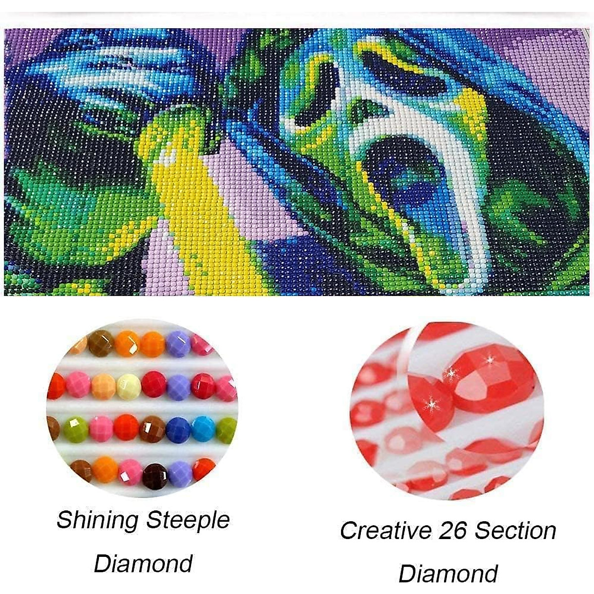 Chuangyi 5D DIY Diamond Art Painting by Number Kits, Horror Movie Round Full Drill Crystal Rhinestone Embroidery Diamond Arts for Home Wall Decor 16X20 inch