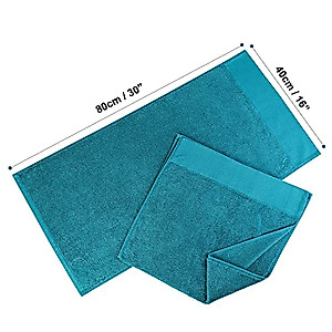 PiccoCasa 100% Cotton Hand Towels, 2 Pack Thick Face Towel Set Design, Super Soft and Highly Absorbent Hand Towel for Bathroom (Teal, 16 x 30 Inch)