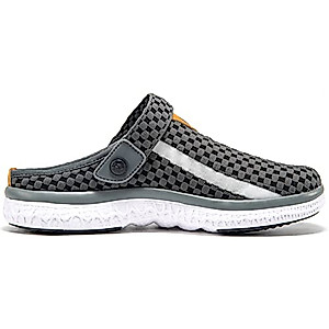 Clogs for Men Garden Shoes Women House Slippers Summer Walking Sandals Slip On Home House Shoes Arch Support Breathable Indoor Outdoor Mules Deep Grey, 8.5 Women/7 Men, Lable Size 39