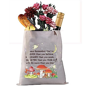 CMNIM Mushroom Tote Bag Canvas Aesthetic Mushroom Canvas Tote Bag for Women Reusable Grocery Bag School Book bag Tote (Mushroom Tote Bag)