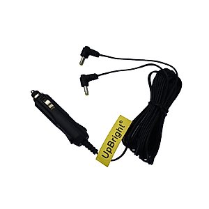 UpBright 9V-12V Car 2 Output DC Adapter Compatible with Insignia NS-DS9PDVD15 NS-D7PDVD Sylvania Sdvd1332 Sdvd7002 Sdvd7003d Sdvd8730 Sdvd8732 Sdvd8706 Coby TF-DVD7750 TF-DVD7751 TF-DVD7752 DVD Player