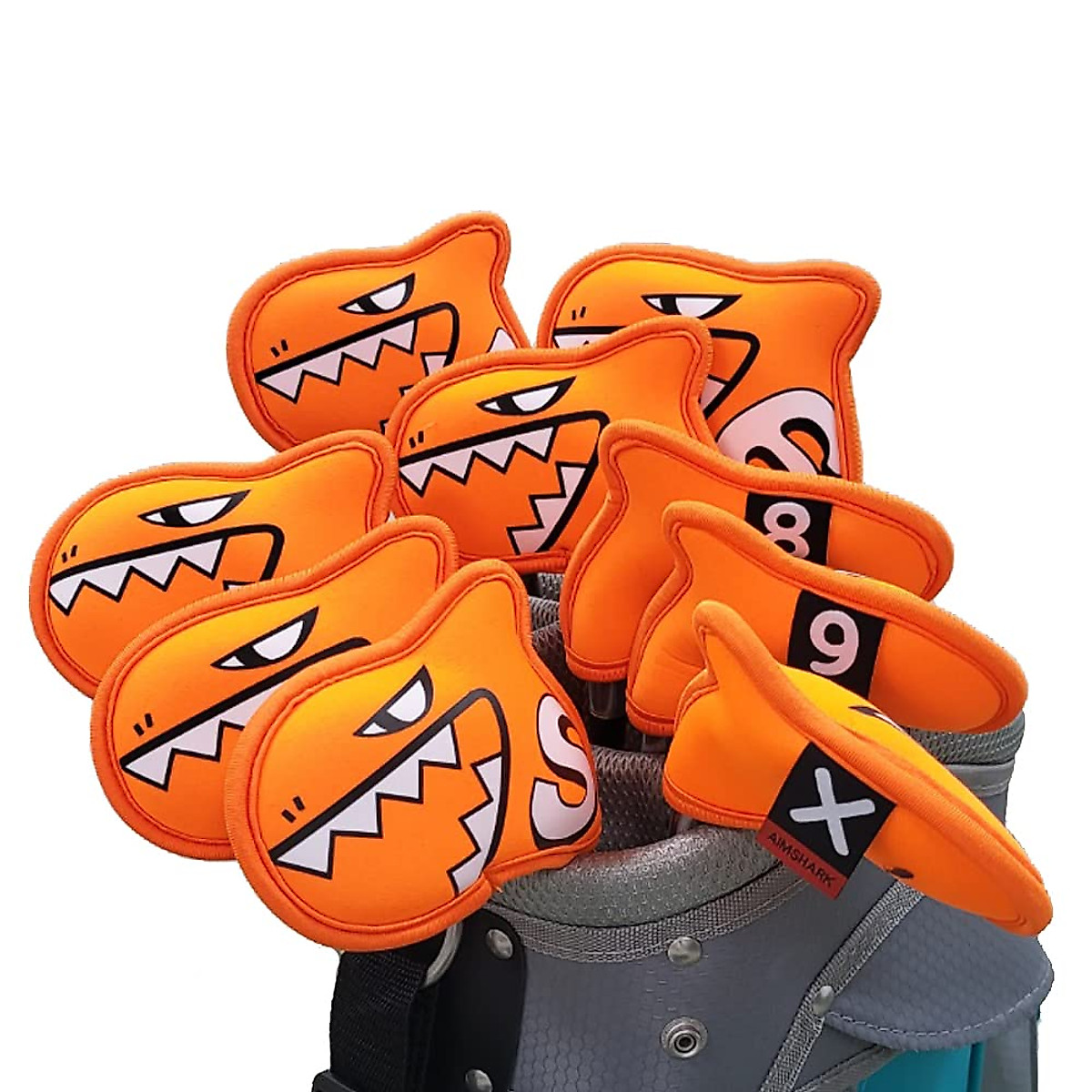 AIMSHARK Palette Golf Iron Covers / 9pcs Set/Golf Head Covers/Golf Club Covers (Bright-Orange)