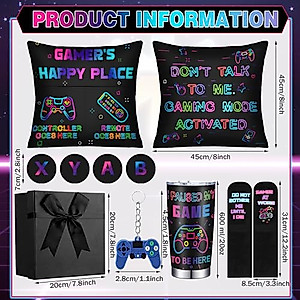 Pickmesh 12 Pcs Gamer Gifts Gaming Gifts for Men Father Him Video Box Include Pillow Cover Tumbler Socks Coaster Keychain for Boyfriend Husband Birthday