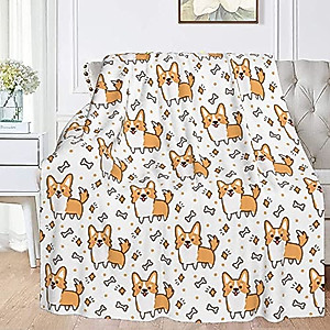 FeHuew Adorable Cute Corgi Seamless Soft Throw Blanket 40x50 inch Lightweight Flannel Fleece Blanket for Couch Bed Sofa Travelling Camping for Kids Adults