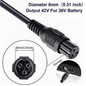 42V Charger PowerFast for 36V Pocket Mod Sports Lithium Battery Charger for 10Series 36V Battery Charger