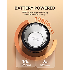 Smart Temperature Control Heated Coffee Mug with 6-10H Battery Life & LED Display, 12 Oz Self Warming Rechargeable Coffee Tumbler with Leak-Proof Lid, for Travel, Road Trip, Camping, Hiking, Car, etc