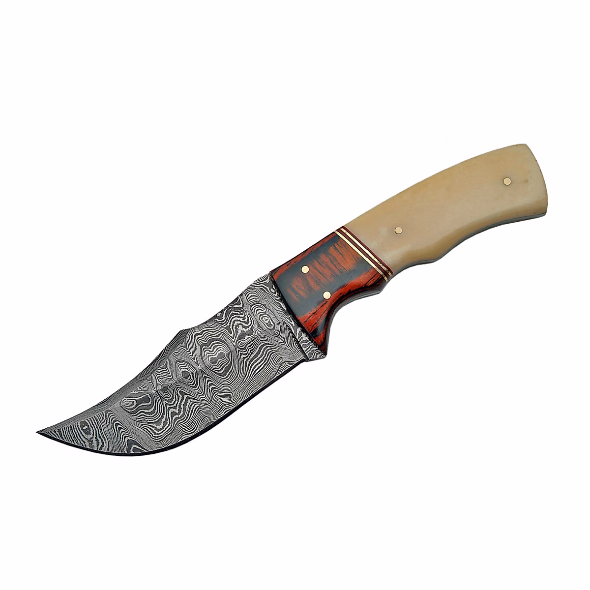 Szco Supplies DM-1078 Damascus Knife with Bone/Cherry Colorwood Handle
