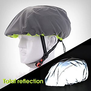 Smalibal Bike Helmet Cover, Reflective Helmet Cover Rain Cover for Bicycle Helmet, Waterproof Bicycle Helmet Water Snow Cover for Cycling, Road Cycling, Outdoor Sports Grey