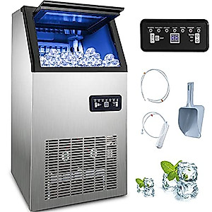 Electric Ice Cube Making Machine Stainless Steel Generator Liquid Freezer for Restaurants Coffee Shops Home Commercial Use