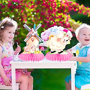 11Pcs Pink Farm Animals Honeycomb Centerpieces Farm Theme Party Table Centerpieces Barnyard Party Honeycomb Decorations Farm Birthday Party Table Decorations for Farm Theme Baby Shower Supplies