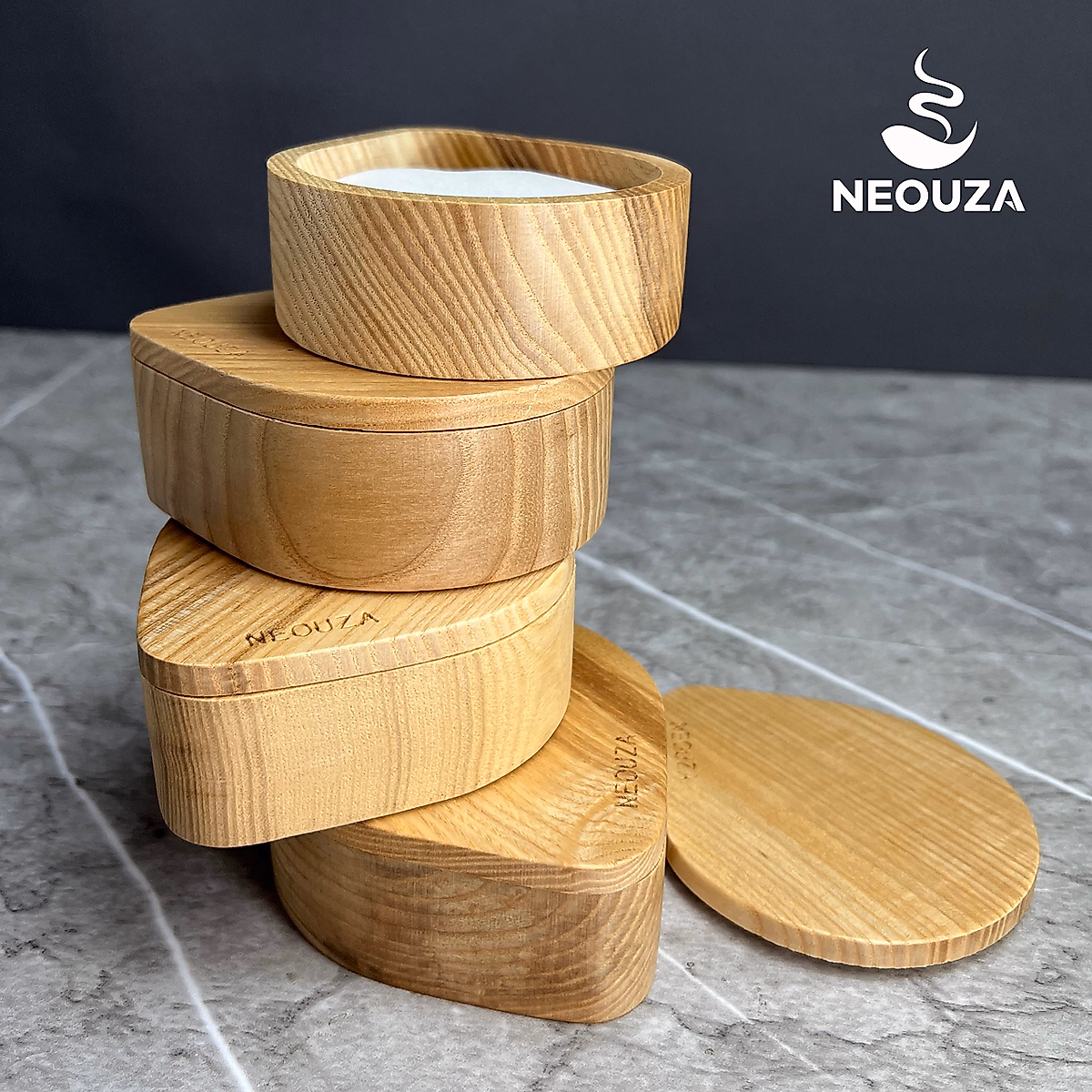 NEOUZA Coffee Round Paper Filter Container Shower Screen Holder for Espresso Machine Portafilter Moka Pot AeroPress, White Ash